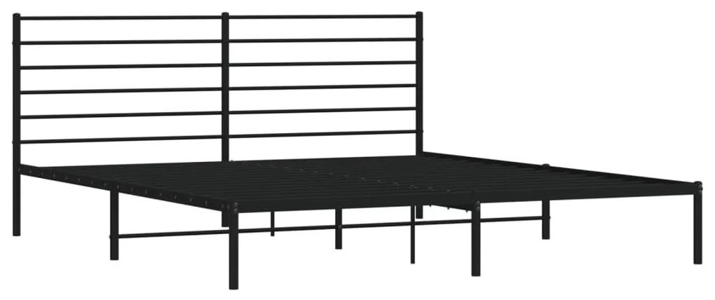 Kovový rám postele s čelem černý 183 x 213 cm,  352324