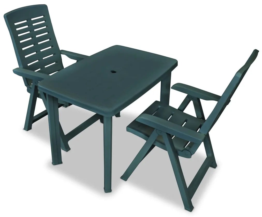 275078 vidaXL 3dílný bistro set plastový zelený