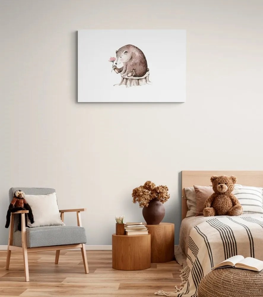Obraz medvídek s kvítkem - 120x80 cm
