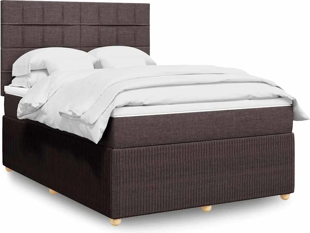 Box spring postel s matrací tmavě hnědá 140x190 cm textil 3292054
