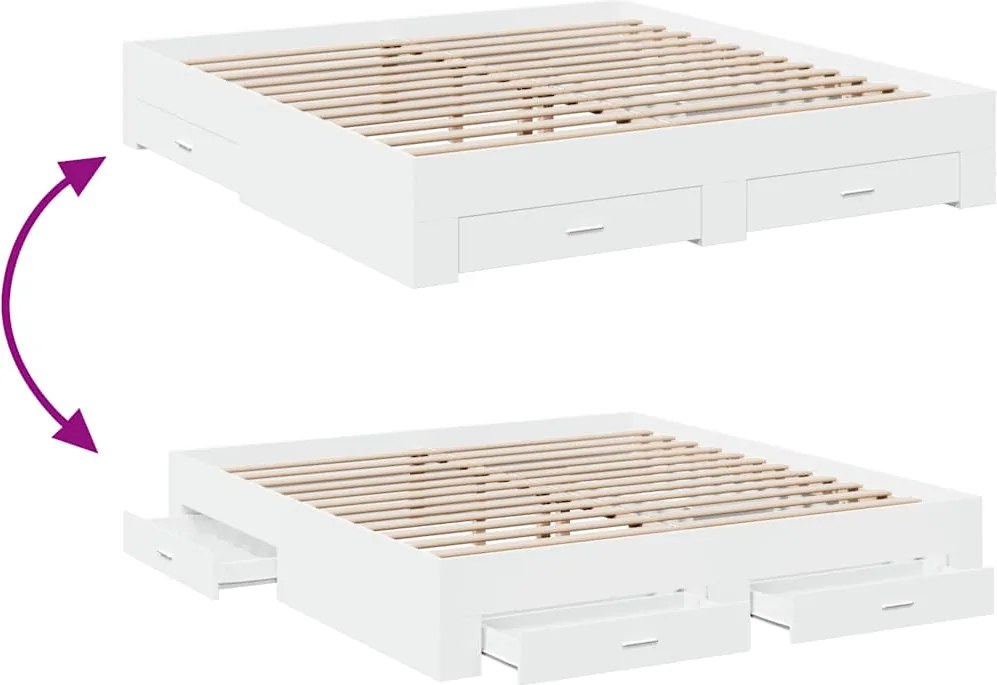 Rám postele se zásuvkami bílý 180 x 200 cm kompozitní dřevo 3280363