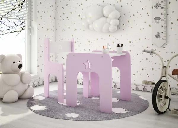 Stůl a židle hvězdička růžová