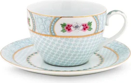 Pip Studio Blushing Birds cappuccino šálek s podšálkem 270ml, bílý (krásně zdobený hrnek 270ml)
