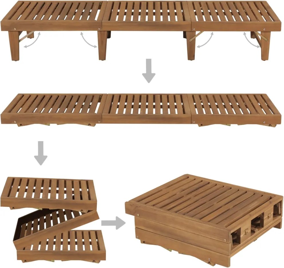 Skládací opalovací lehátko - masivní akácie | 200x61x30/86 cm