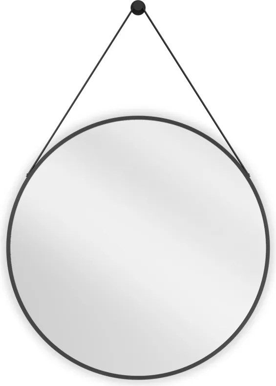 Mexen String, kulaté koupelnové zrcadlo na pásku 70 cm, barva rámu černá matná, 9854-070-070-000-70