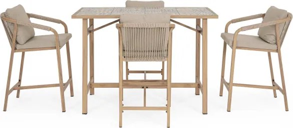BIZZOTTO Zahradní barový set židlí a stolu KALIMERA hnědý 8051836779006