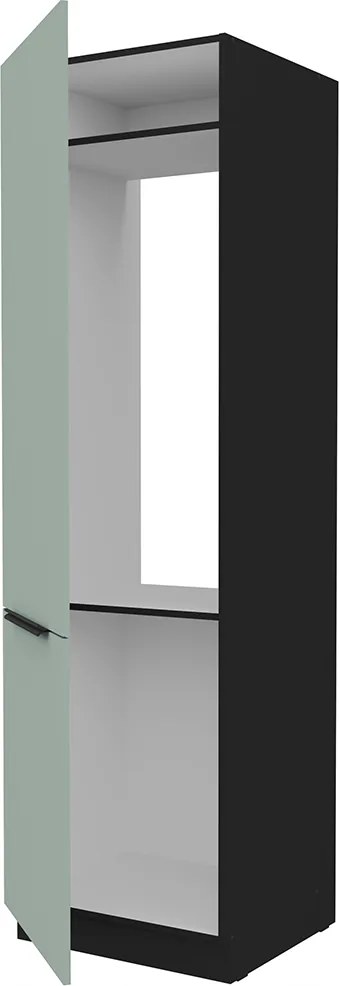 ARIA sc | vysoká skříňka 60 LO-210 2F na vestavnou lednici | 60 cm | ANTI FINGERPRINT povrch | černá/aquamarine