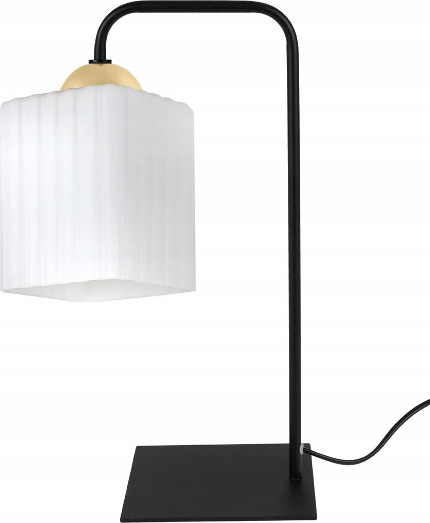 Noční Lampa Stolní Lampa Černo-zlatá Bílá E27 Rýhované Glamour Stínidlo