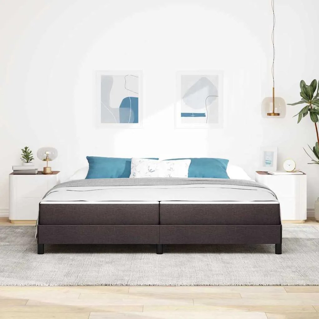 Postel s boxspringem Tmavě hnědá 200 x 200 cm textil 3398517