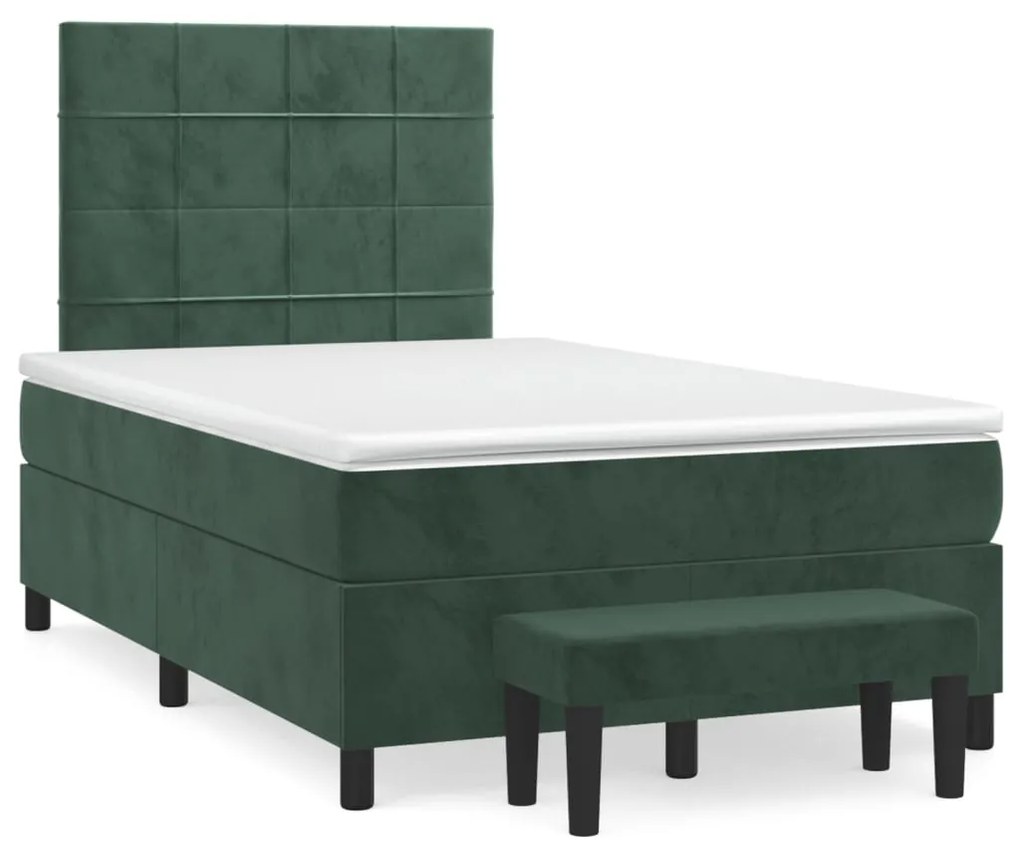 Box spring postel s matrací tmavě zelená 120x190 cm samet