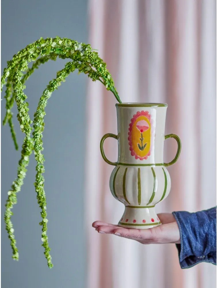 Béžová ručně malovaná váza z kameniny (výška 21 cm) Odina – Bloomingville