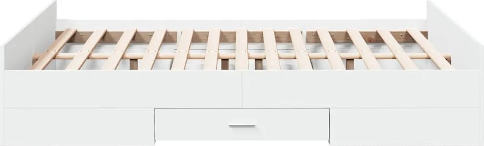 Rám postele se zásuvkami bílý 135 x 190 cm kompozitní dřevo 3280314