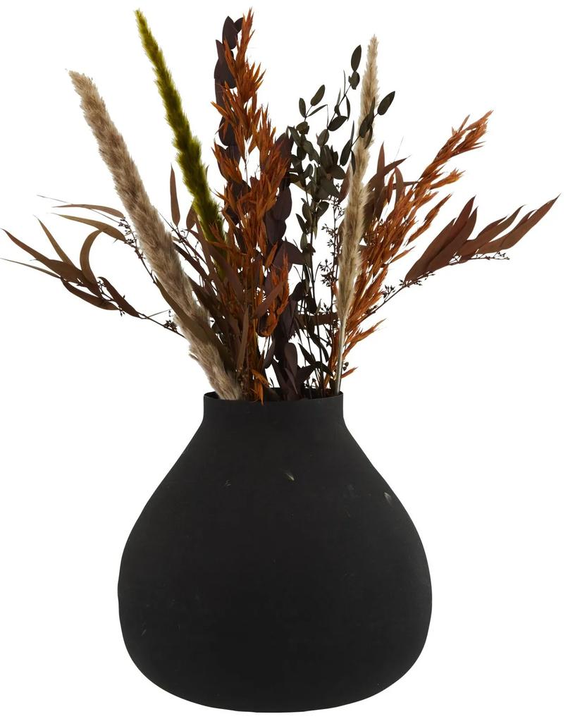 MADAM STOLTZ Dekorativní váza Iron Matt Black 22 cm, černá barva, kov