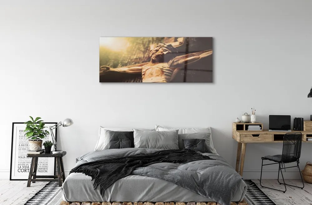 akrylový obraz Ježíš ze dřeva 120x60 cm