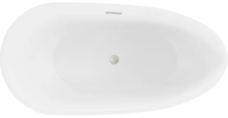 Mexen Eos, volně stojící vana 150 x 75 cm, bílá-černá, broušená ocel přepad, 52471507575-97