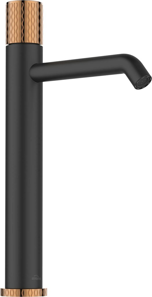 Invena Moonlight, vysoká umyvadlová baterie h-312, černá-růžové zlato, INV-BU-77-W14-V