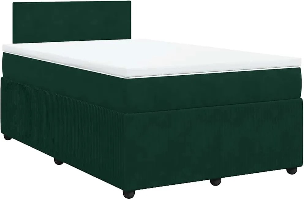 Box spring postel s matrací tmavě zelená 120 x 200 cm samet 3290007