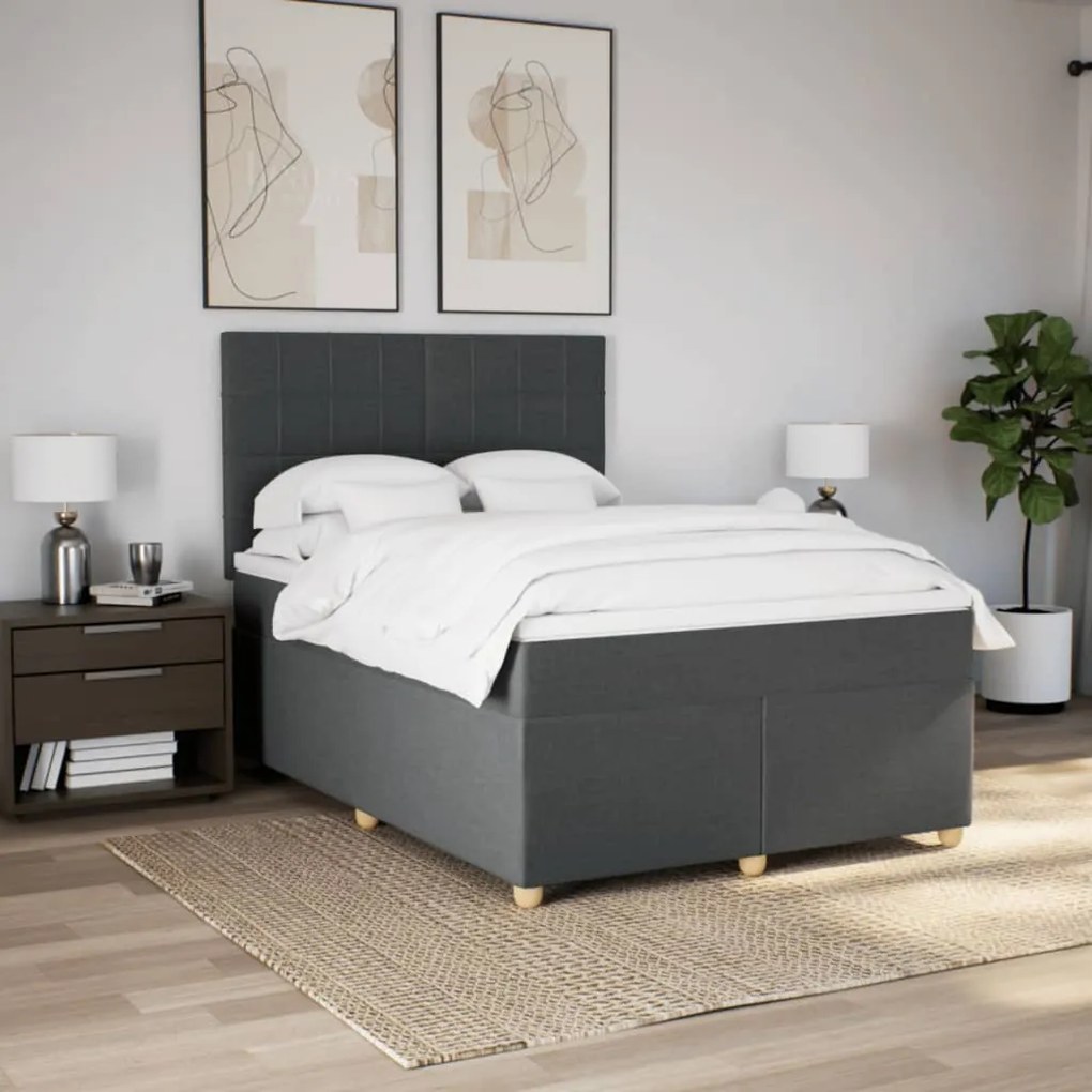 Box spring postel s matrací tmavě šedá 140x200 cm textil 3293604