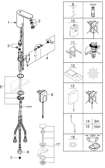 GROHE 36324001 - Infra el. umyvadlová baterie EUROSMART COSMOPOLITAN E chrom