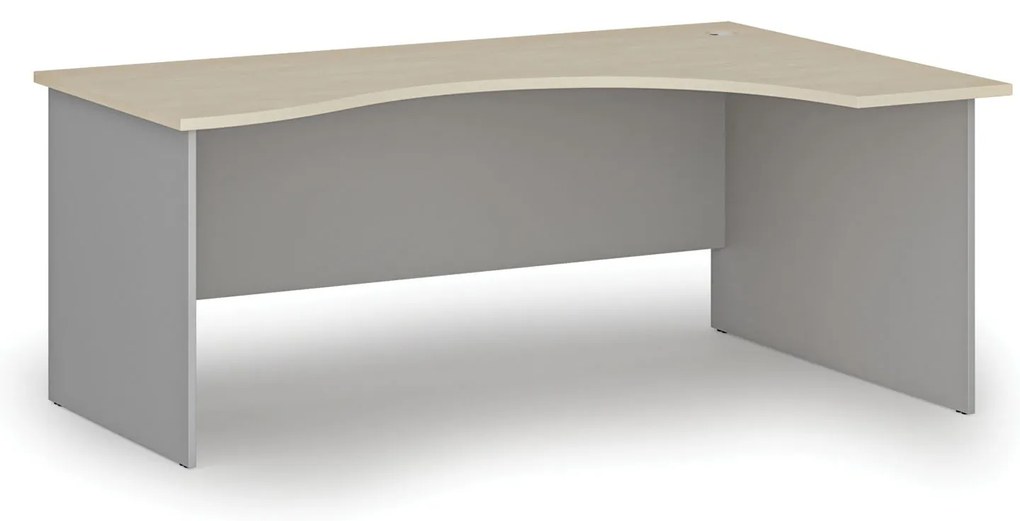 Ergonomický kancelářský psací stůl PRIMO GRAY, 180x120 cm, pravý, šedá/bříza