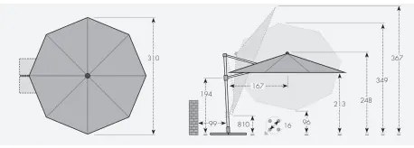Doppler LIFE 310 cm – výkyvný zahradní slunečník s boční tyčí : Desén látky - 827