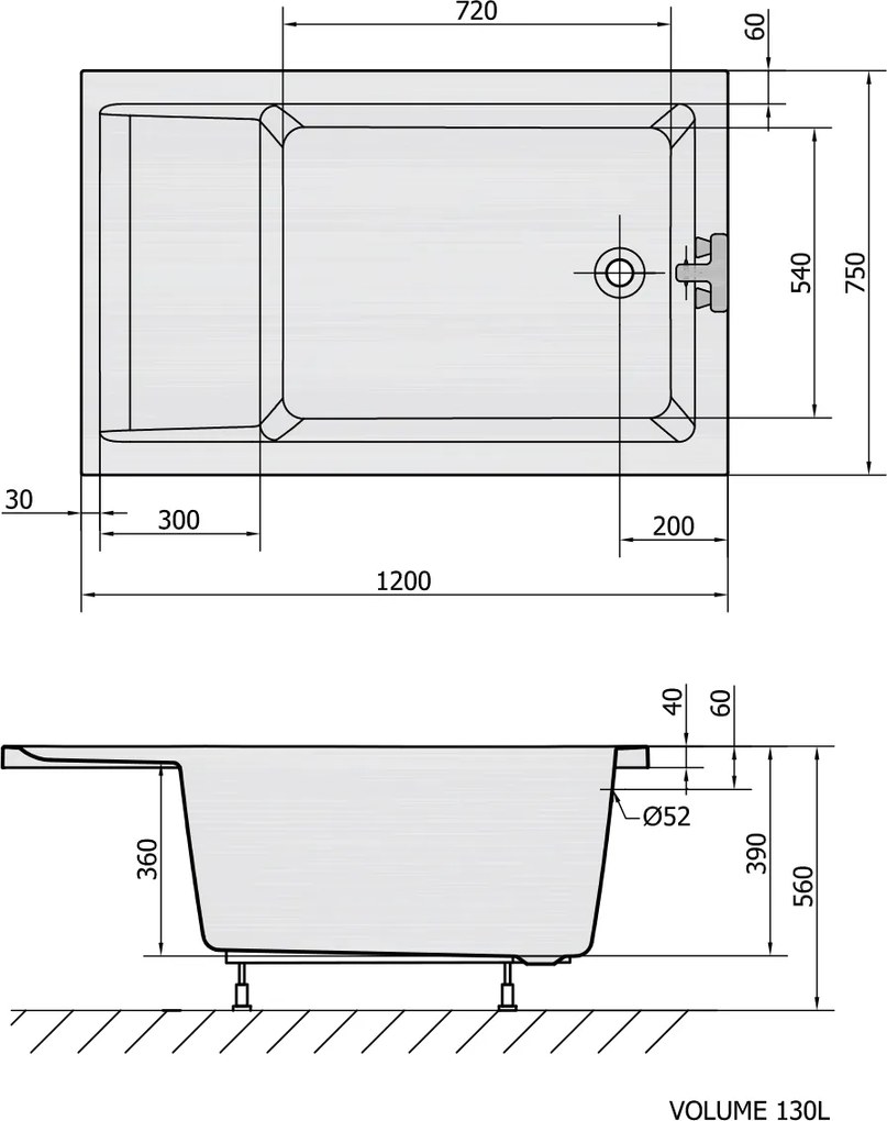 Polysan Polysan, JAZZ sedací vana 120x75, bílá, 72913