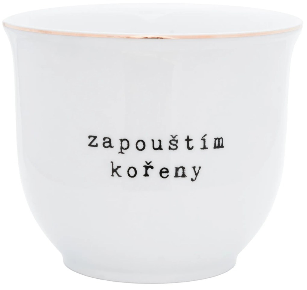 Bella Rose Porcelánový obal na květináč Zapouštím kořeny 13 cm, bílá barva, porcelán