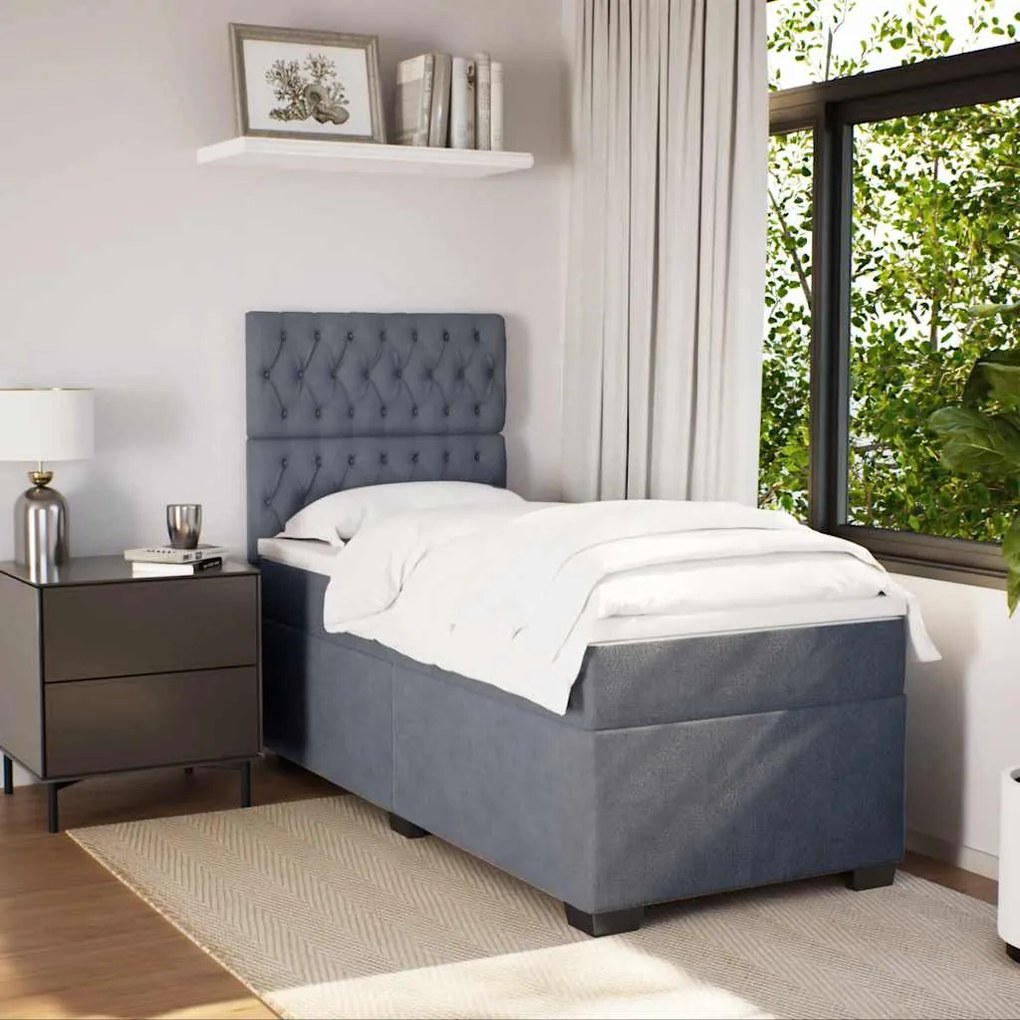 Box spring postel s matrací tmavě šedá 80 x 200 cm samet 3293069