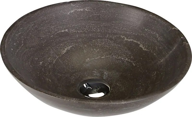 Sapho, BLOK 1 kamenné umyvadlo průměr 40cm, matný tmavý kámen, 2401-02