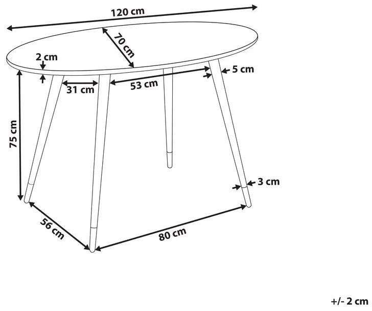 Oválný jídelní stůl s mramorovým efektem 120 x 70 cm bílý GUTIERE Beliani