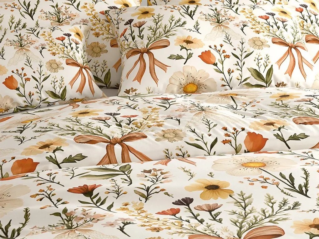 Krepové povlečení FLORAL RIBBON POLY barevné Rozměr povlečení: 70 x 90 cm | 140 x 200 cm