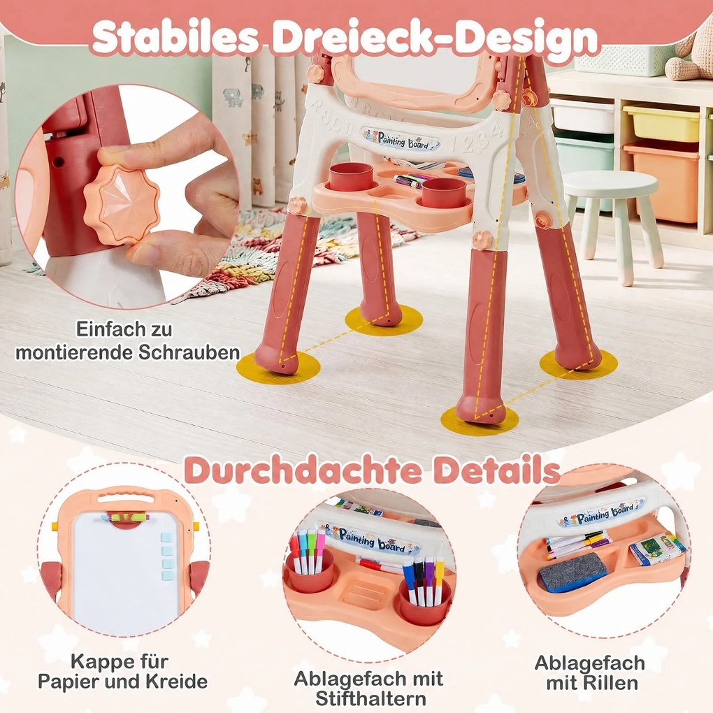 Costway 4-in-1 Dětské prkno, výškově nastavitelné, oboustranný dětský stojan