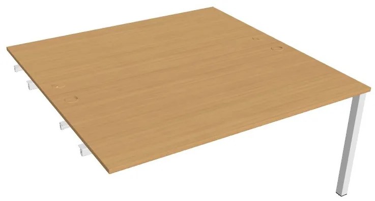 Dvojstůl pracovní řetězící rovný 160×160 cm - Hobis Uni USD 1600 R Dekor stolové desky: buk, Barva nohou: bílá