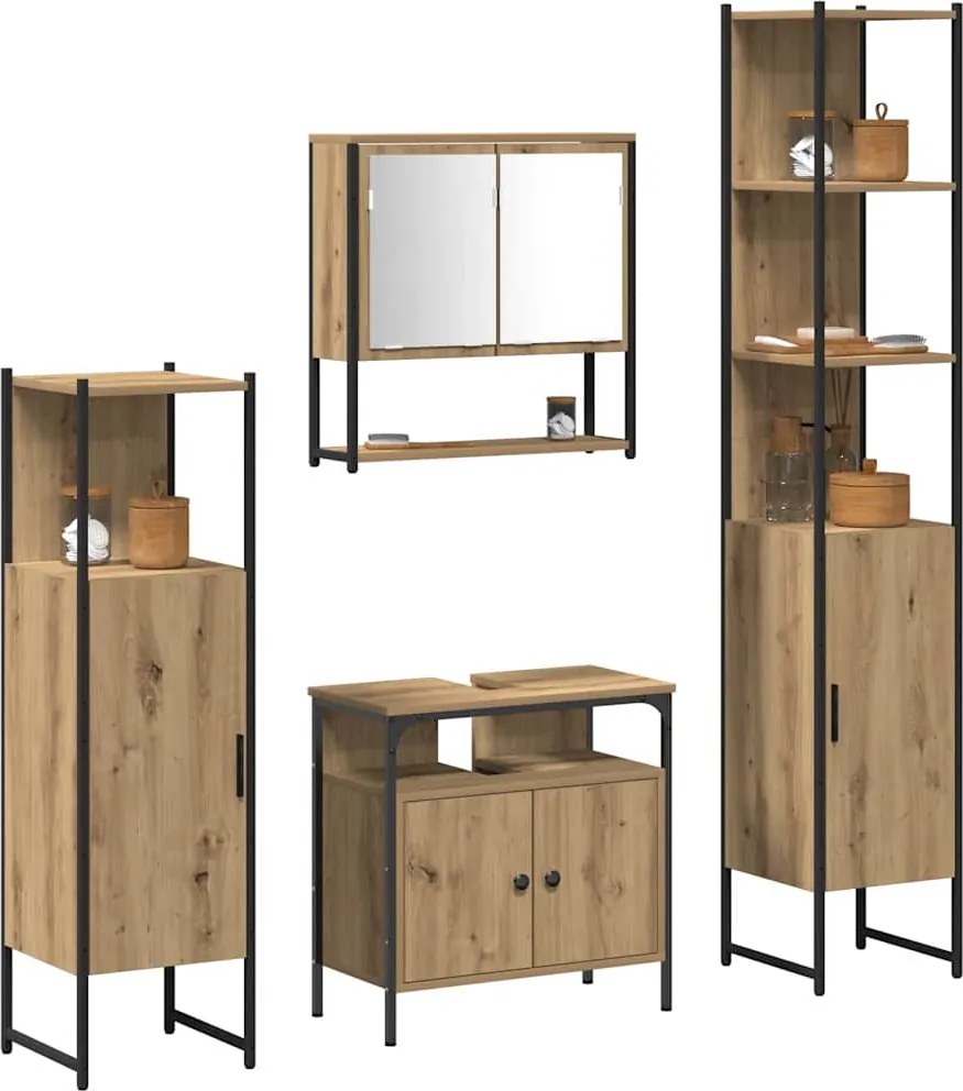 Sada koupelnového nábytku 4 ks Artisanový dub 3334407