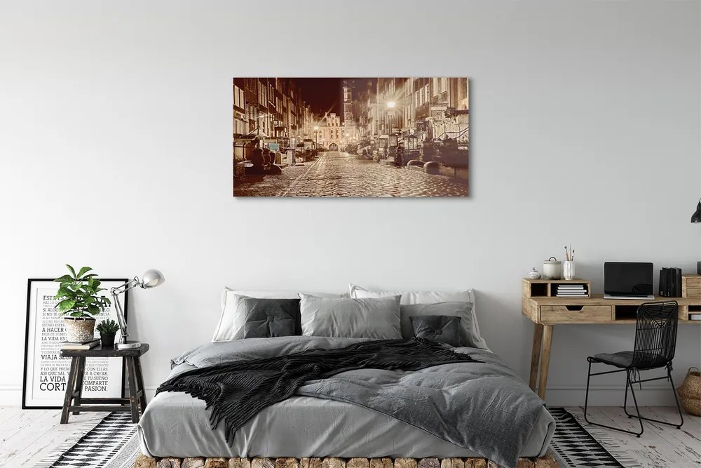 akrylový obraz Gdańsk Staré Město Noční 125x50 cm