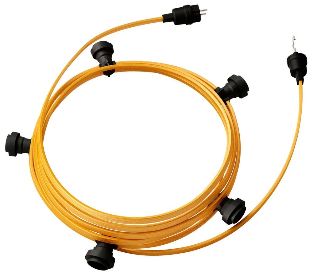 creative cables Hotový světelný řetěz LUMET 7,5 m je sestavený z 5 černých objímek, háčku a zástrčky Barva kabelu: Whisky - CM22