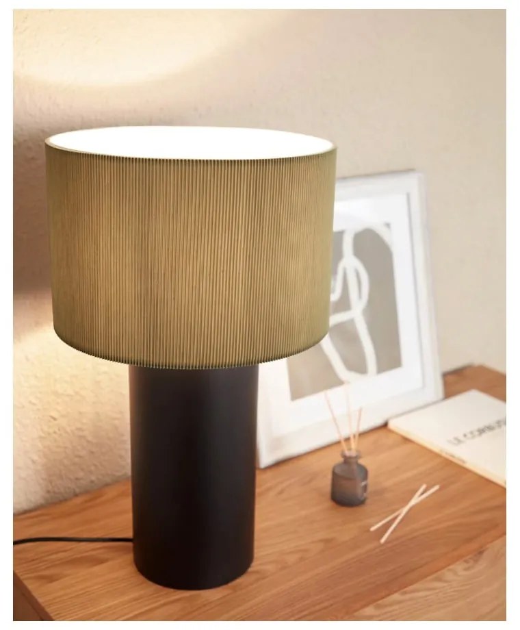 Černo-šedá stolní lampa s kovovým stínidlem (výška 50 cm) Domicina – Kave Home