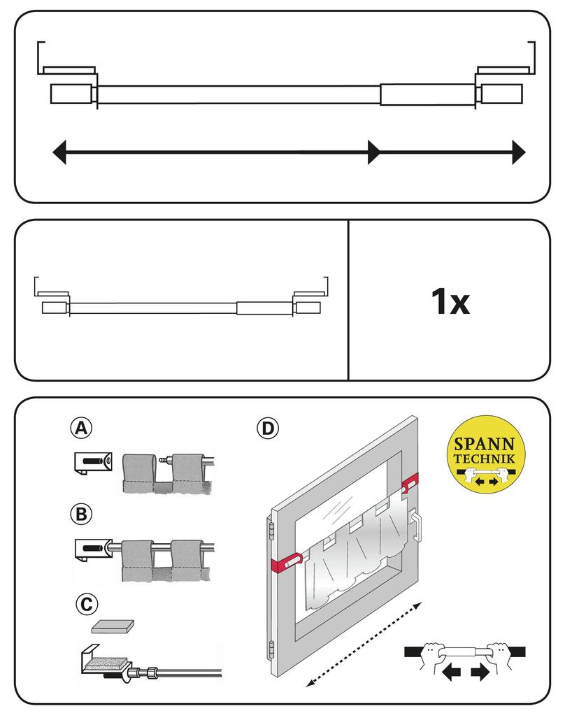 Napínací vitrážní tyčka 9mm, 40-60cm, bílá