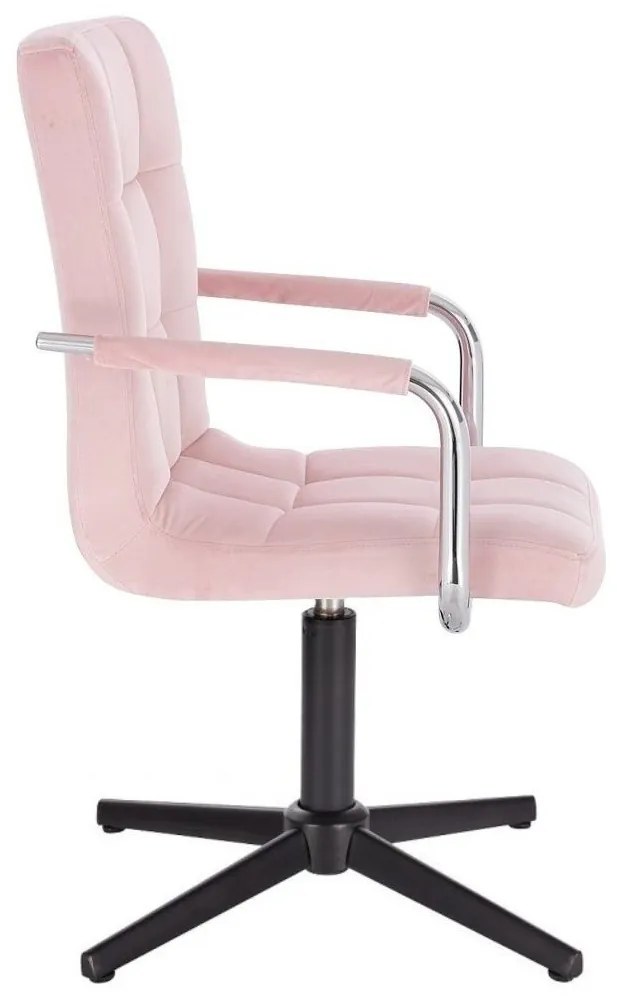 LuxuryForm DESIGN Otočná židle VERONA VELUR na černém kříži - růžová