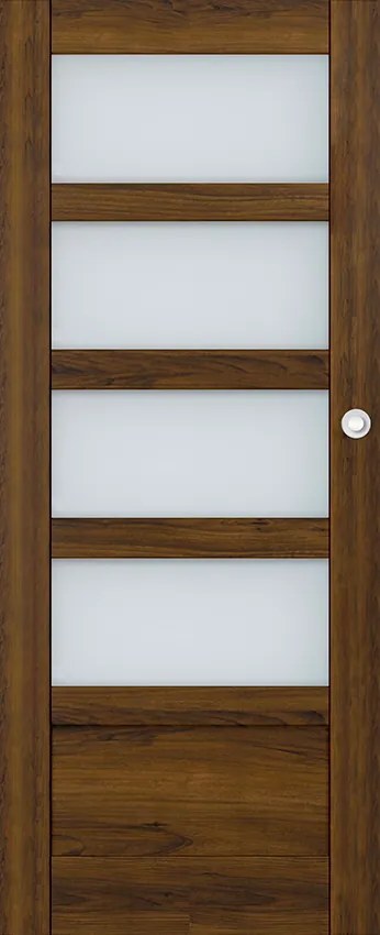 posuvné interiérové dveře do pouzdra BRAGA model 5 Průchozí rozměr: 70 x 197 cm, Orientace dveří: Levé dveře, Dekor: Bílá