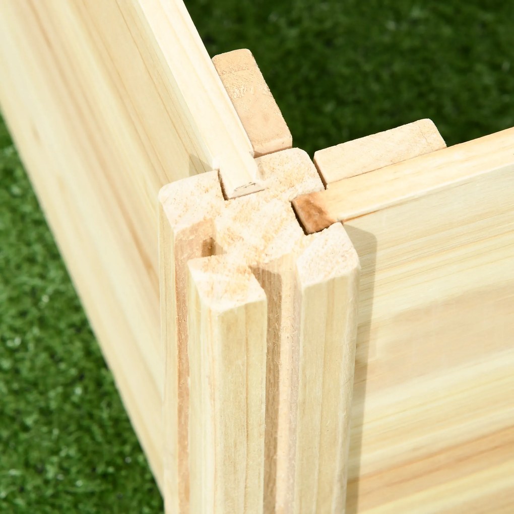 Outsunny Velký Dřevěný Zahradní Květináč s Trellis pro Popínavé Rostliny a 2 Vyvýšené Záhony pro Terasu a Balkon 230x60x110 cm Přírodní