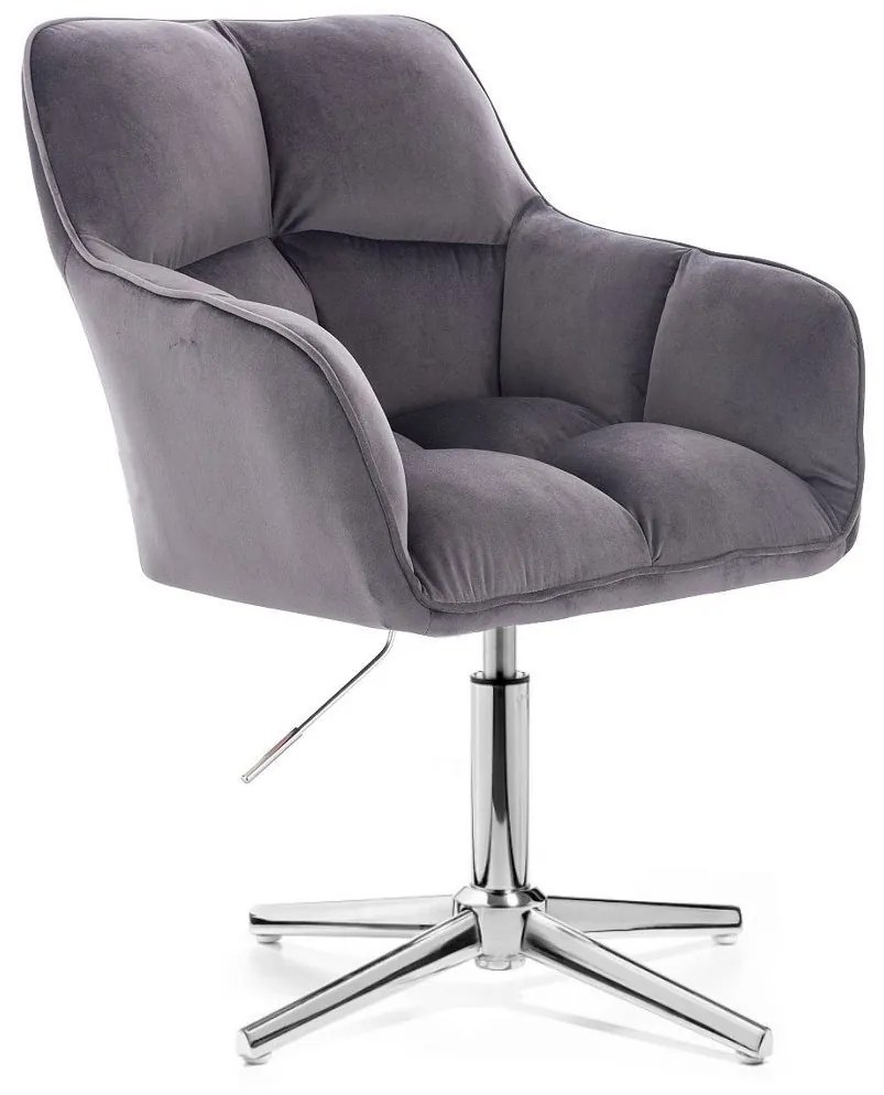LuxuryForm DESIGN Otočné křeslo AMALFI VELUR na stříbrném kříži - tmavě šedé