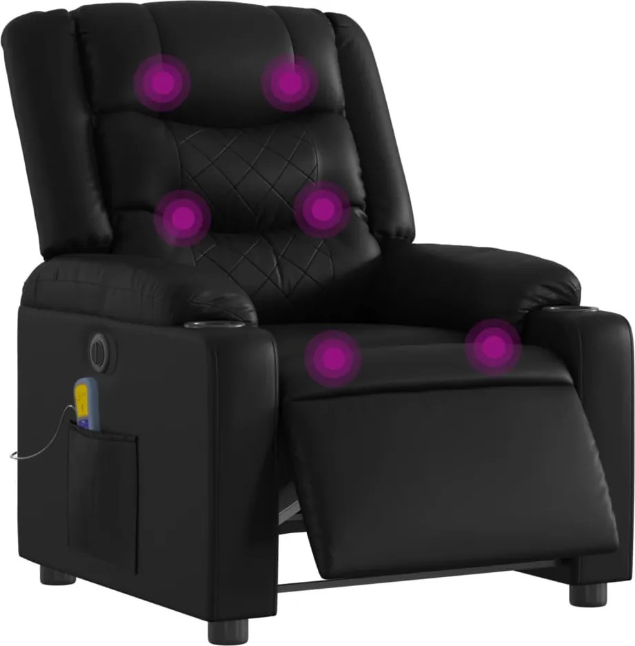 Elektrické masážní polohovací křeslo černé umělá kůže 3206547