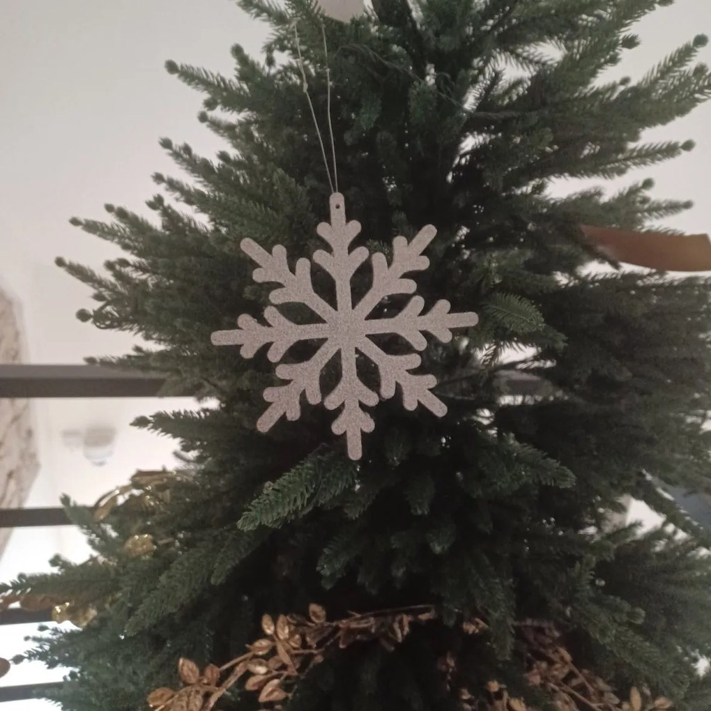 Vánoční ozdoba vločka IV, pr. 15 cm, stříbrná, překližka, venkovní