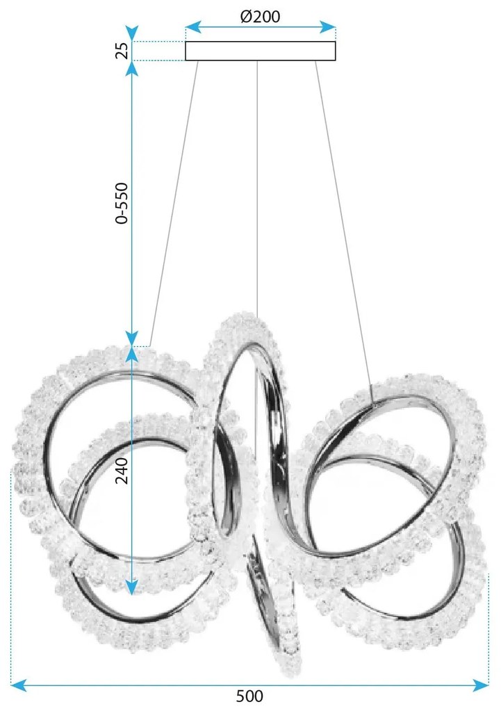Toolight Toolight, LED závěsné osvětlení 50cm, G037-CP, zlatá lesklá, OSW-06304