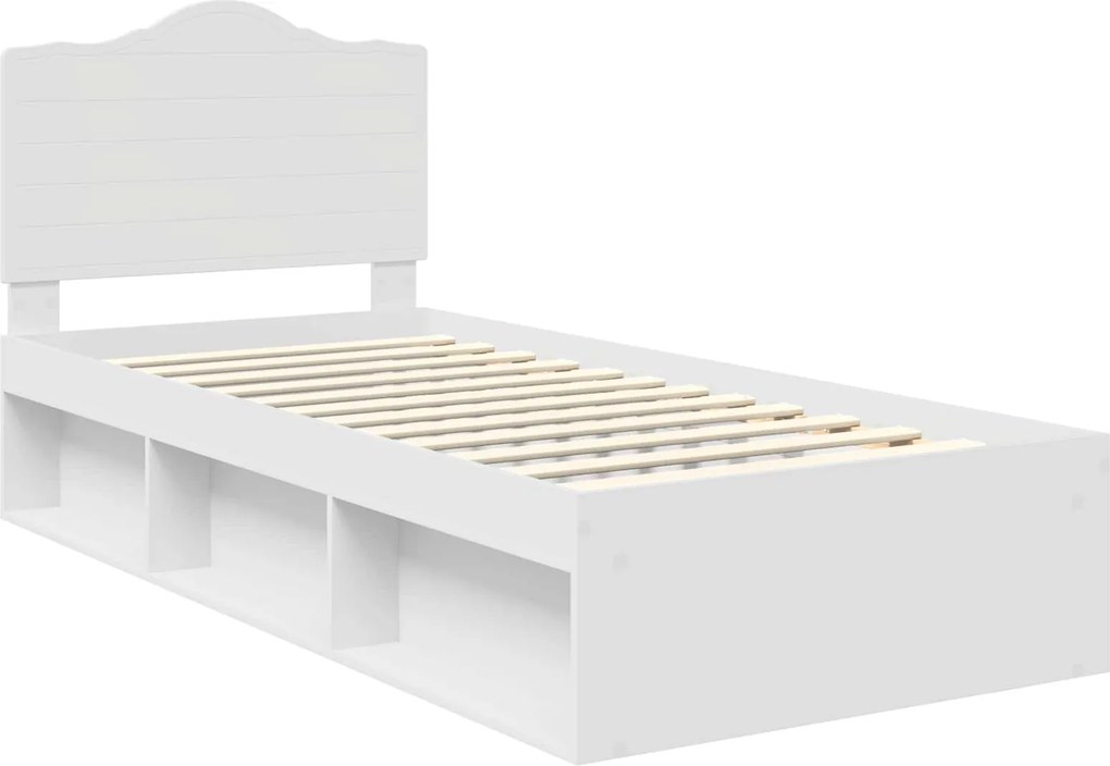 Rám postele s čelo Bílá 75 x 190 cm Masivní borové dřevo 3413371