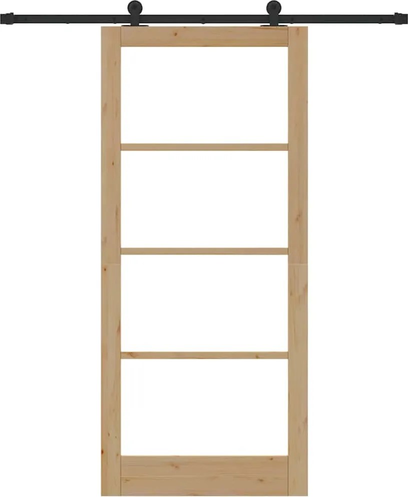 Posuvné dveře ORKDAL 93 x 211 cm Masivní borové dřevo a sklo 3332009