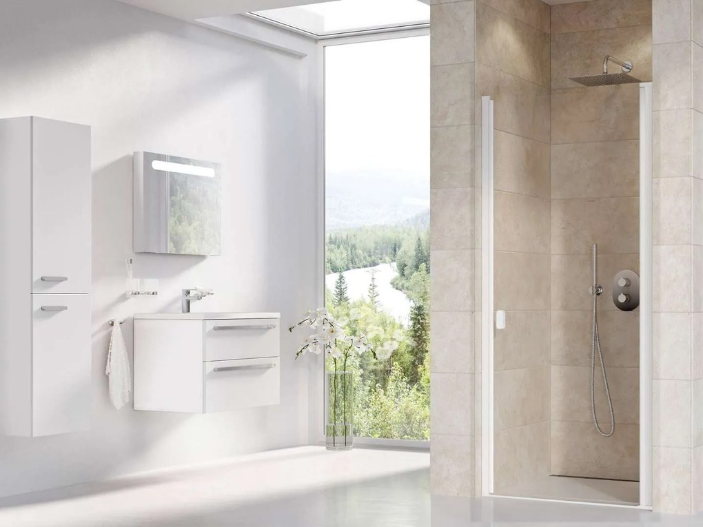 Ravak Chrome - Sprchové dveře CSD1-90, 90x195 cm, matná bílá/čiré sklo 0QV70E00Z1