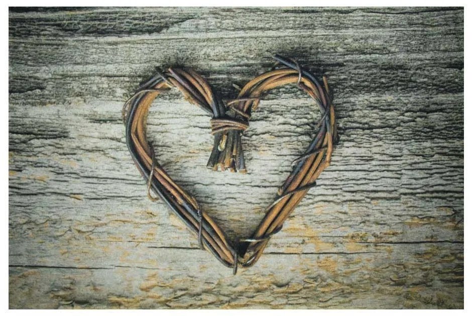 Šedá podlahová rohožka srdce z větviček Heart Twig - 75*50*1cm