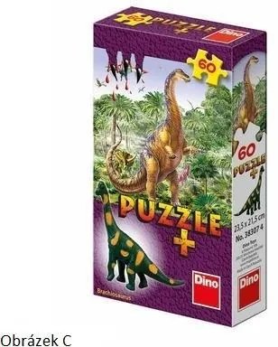 DINO Puzzle 60 dílků Dinosauři 6 druhů + figurka dinosaura dn383074